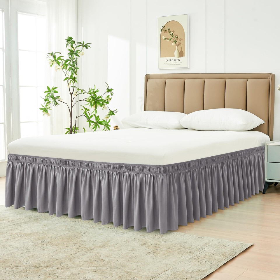 Biscaynebay Wrap Around Bed Skirts for King Cal King Beds Extra Long ...