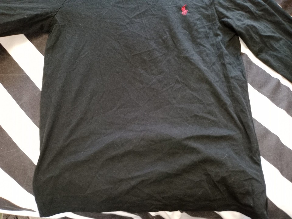 Polo Ralph Lauren Mens Long Sleeve T Shirt S Black Slim Fit Red Polo ...