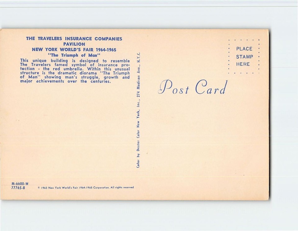 Postcard Travelers Insurance Company Pavilion NY World's Fair USA | eBay