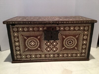 Sailors 1820’s Marquetry Inlay Ditty Box Ivory Pearl Teak Whaler Foot ...