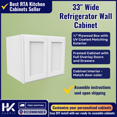 Kitchen Cabinet Aspen White Shaker 33x15" Wall Refrigerator Cabinet ...