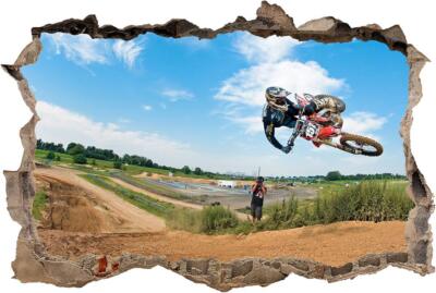 Motocross Jump Bike 3D Smashed Wall Sticker Decal Decor Art Mural ...