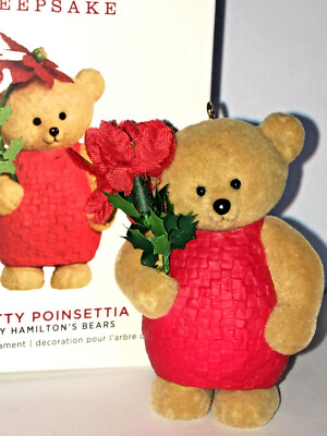 HALLMARK Keepsake 2019 PRETTY POINSETTIA Mary Hamilton Bear CHRISTMAS ...