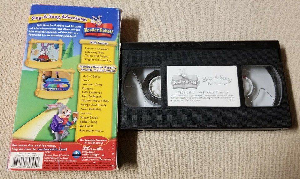 READER RABBIT Sing-A-Song Adventures VHS Video Tape 2000 The Learning ...