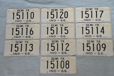 Lot of 10 Vintage 1966 Indiana Semi License Plates | eBay