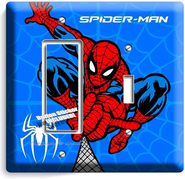 AMAZING SPIDERMAN LIGHT SWITCH OUTLET WALL PLATE BOYS COMICS GAME ROOM ...