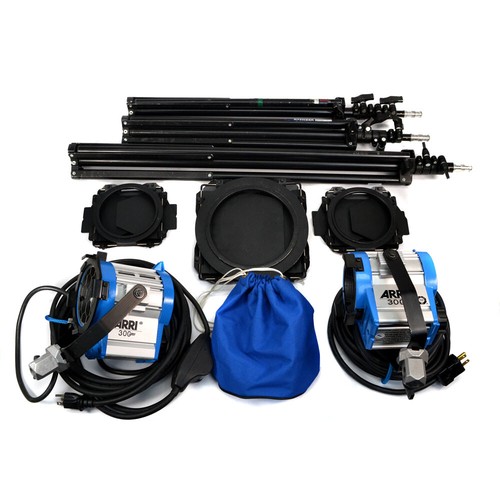 Arri Light Kit w/ 2x Arri 300 Plus, 3 Barn Doors, 3 TriPods, and Arri ...