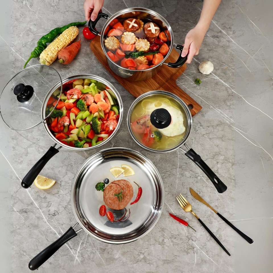 Chandler Stainless Steel Cookware Set,13-piece Pots and Pans with ...