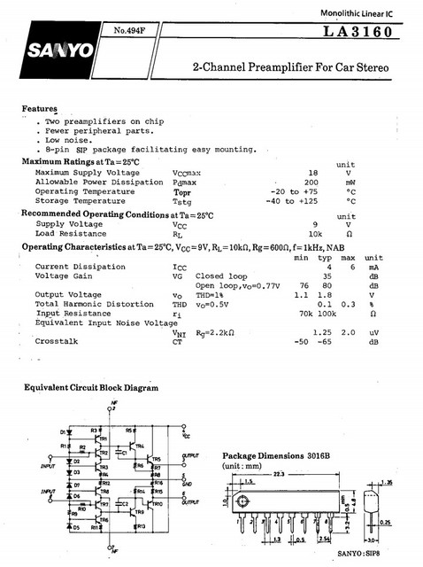 LA3160 Original SANYO 8p SIP IC 2 Pcs for sale online | eBay