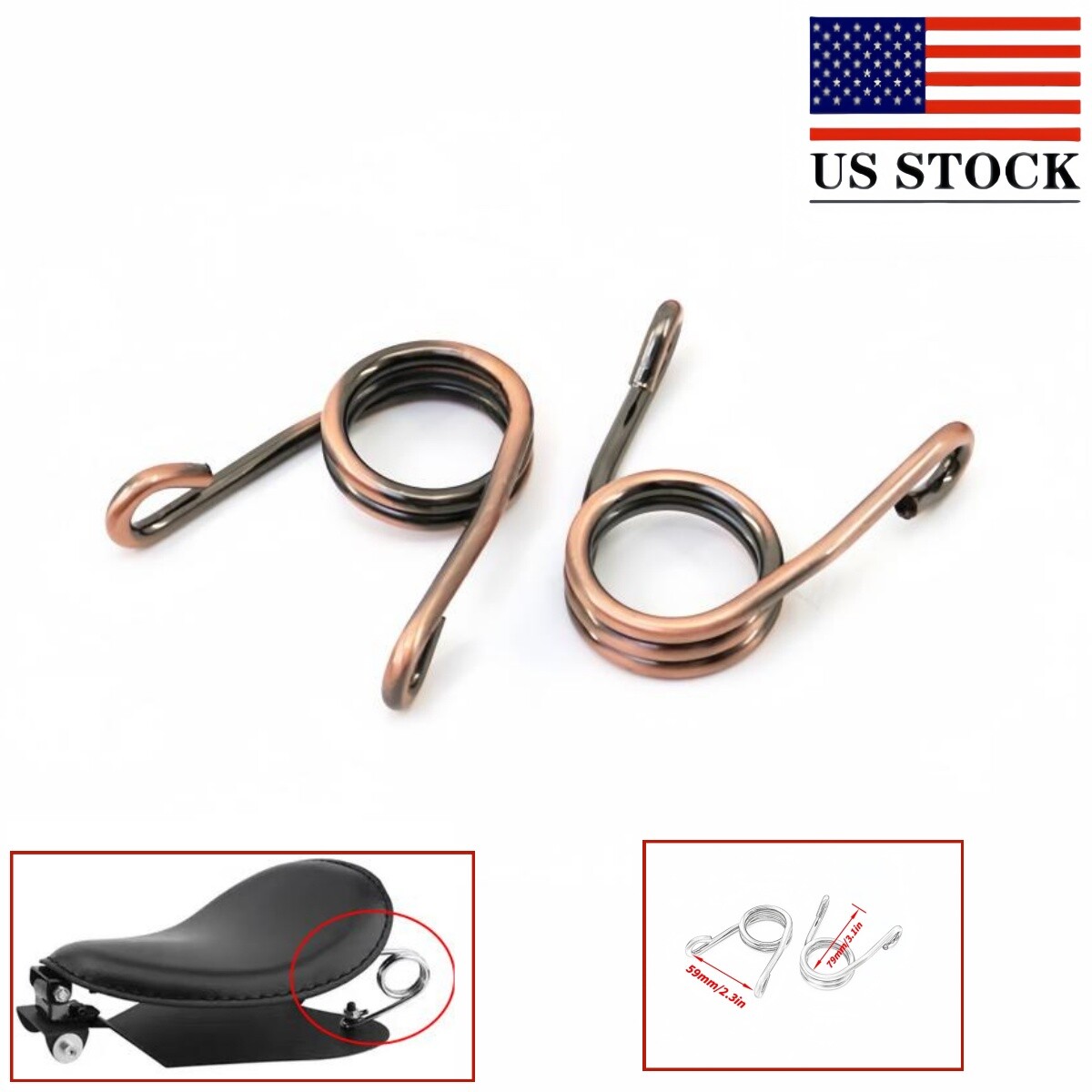2 Pcs Bronze V Shape Solo Seat Spring Mounting Kit For Harley Dyna Fat ...