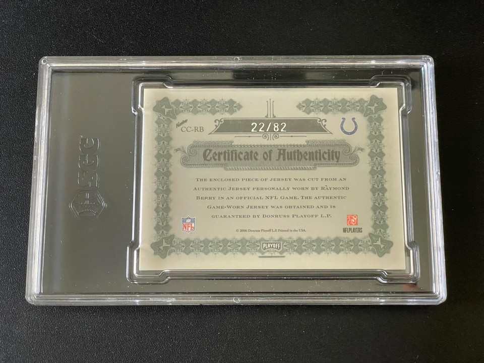2006 National Treasures Raymond Berry GU Jersey Auto Autograph /82 SGC ...