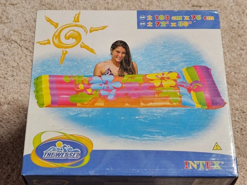 Intex The Wet Set Inflatable Air Mat Rainbow Floral 72”x30” Pool Lounge ...