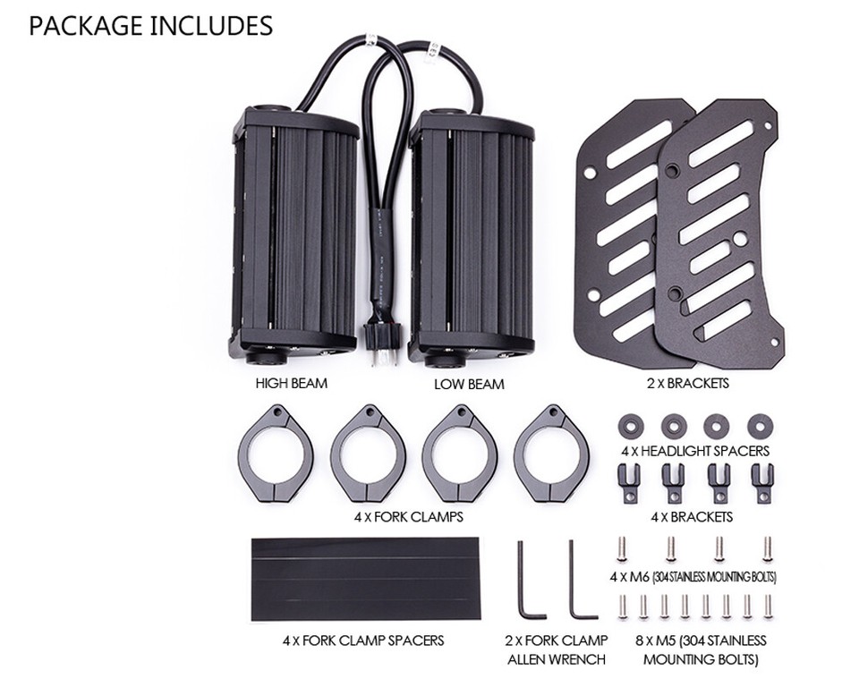 Motorcycle LED Headlight Kit Headlamp Dual Stacked Light Bar for 50 ...