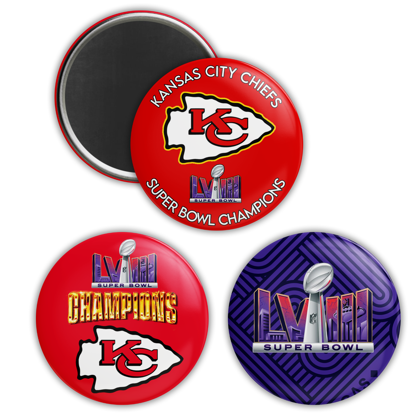 Kansas City Chiefs Super Bowl LVIII Champions MAGNET SET 2.25" NFL ...