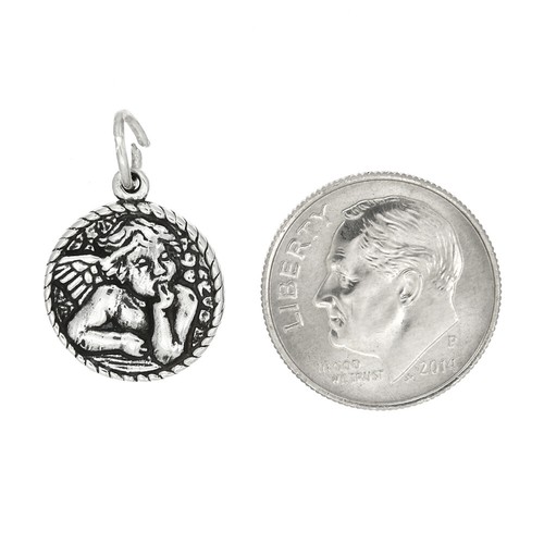 Sterling Silver Round Cherub Baby Angel Charm or Pendant | eBay