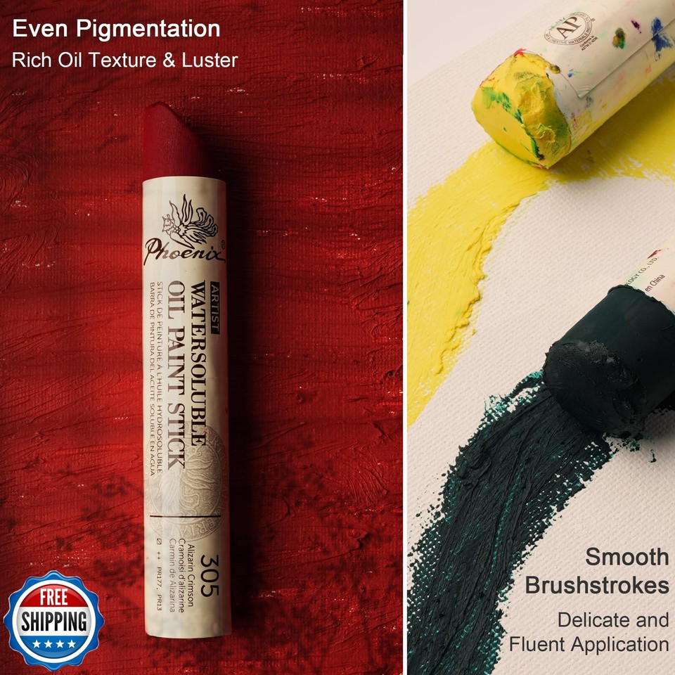 PHOENIX Water Soluble Oil Paint Stick - Colorless Blender - Vibrant ...