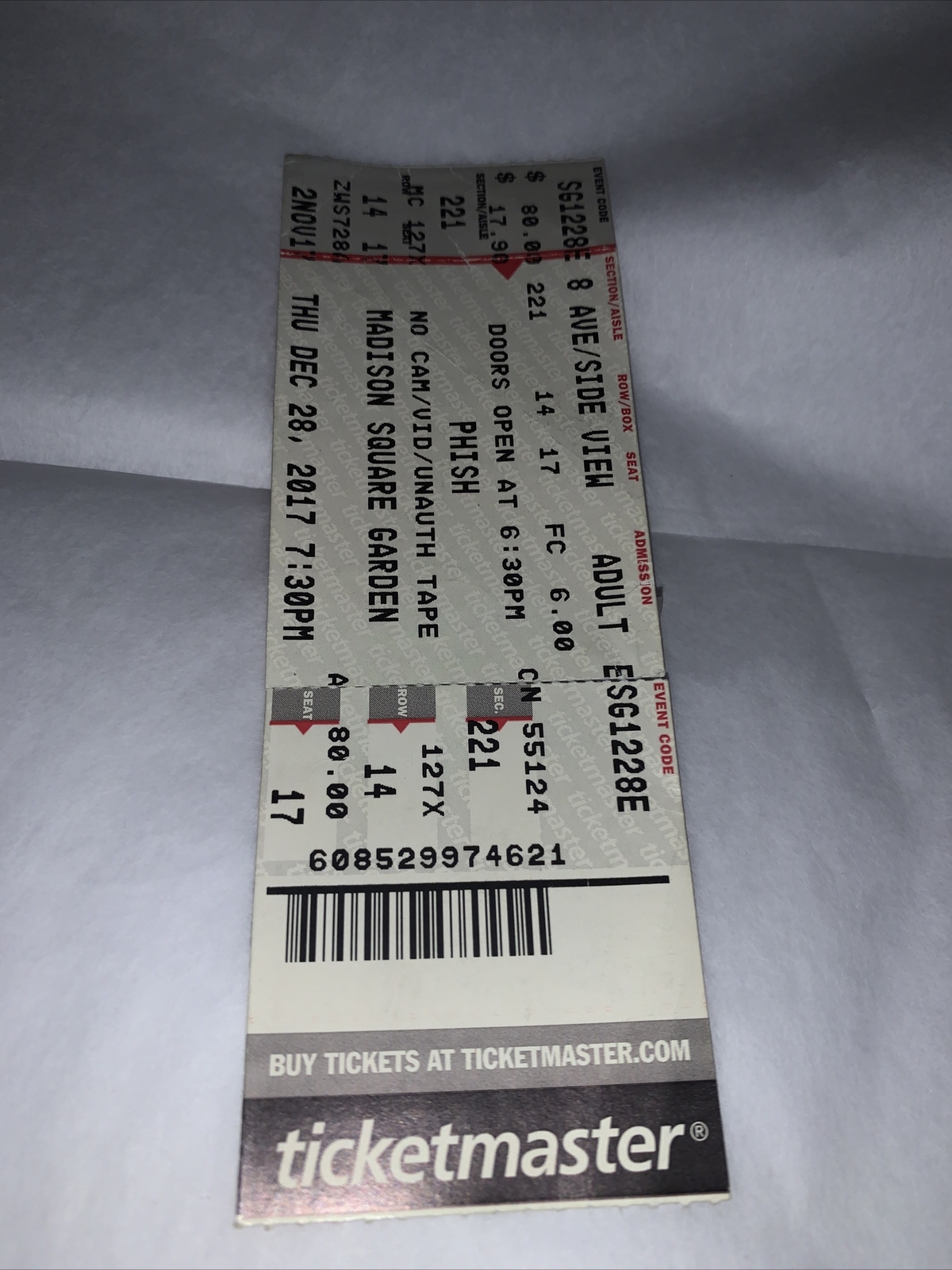 Phish Ticket Stub from MSG 12/28/2017 Madison Square Garden NY | eBay