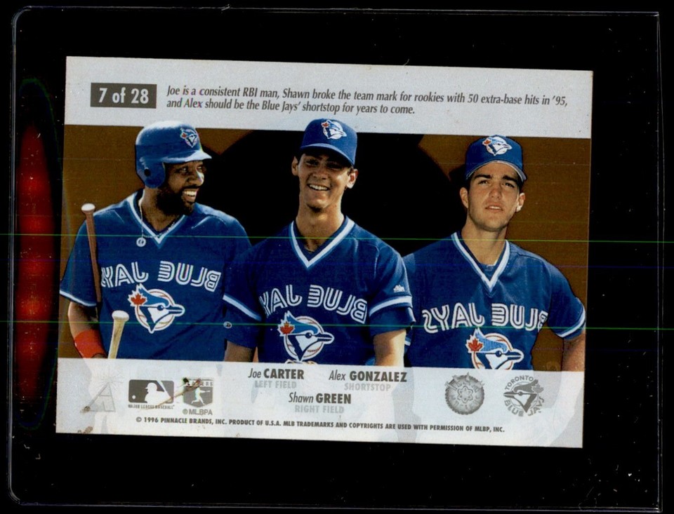 1996 PINNACLE TEAM NUCLEUS JOE CARTER/ SHAWN GREEN/ ALEX GONZALEZ ...