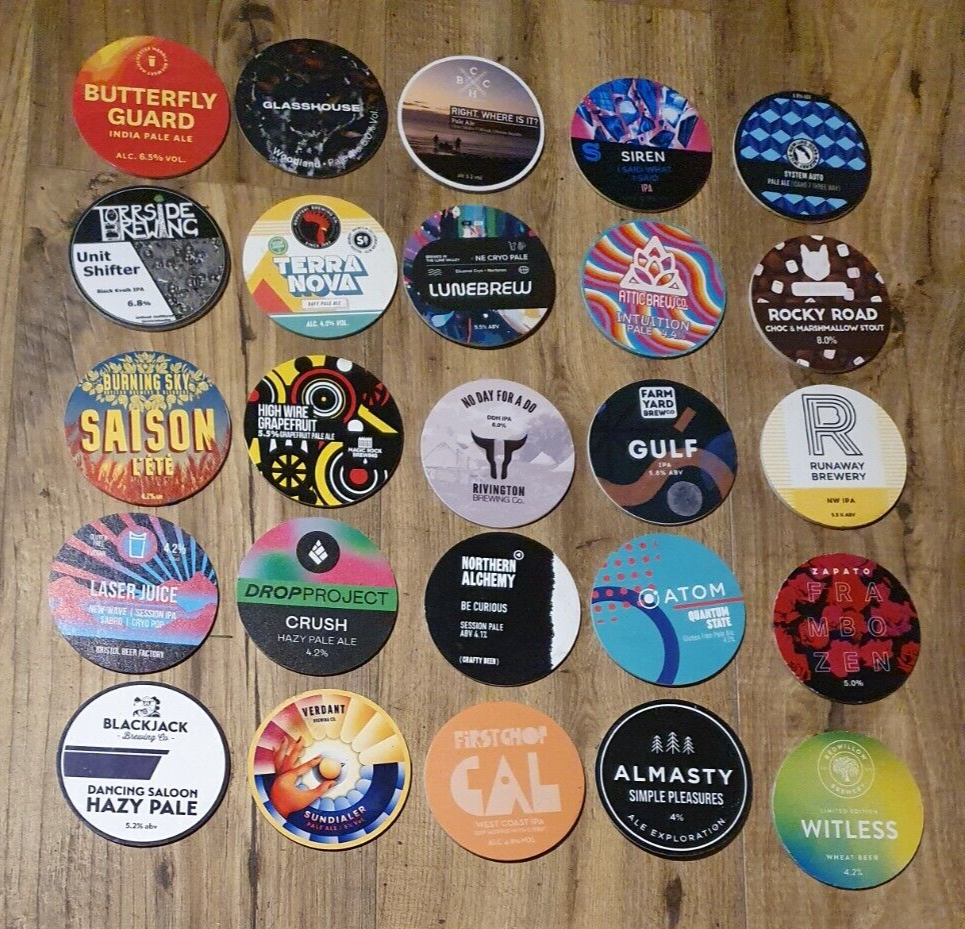 Beer pump badge job lot 25 badges - 25 different breweries keg 80mm ...