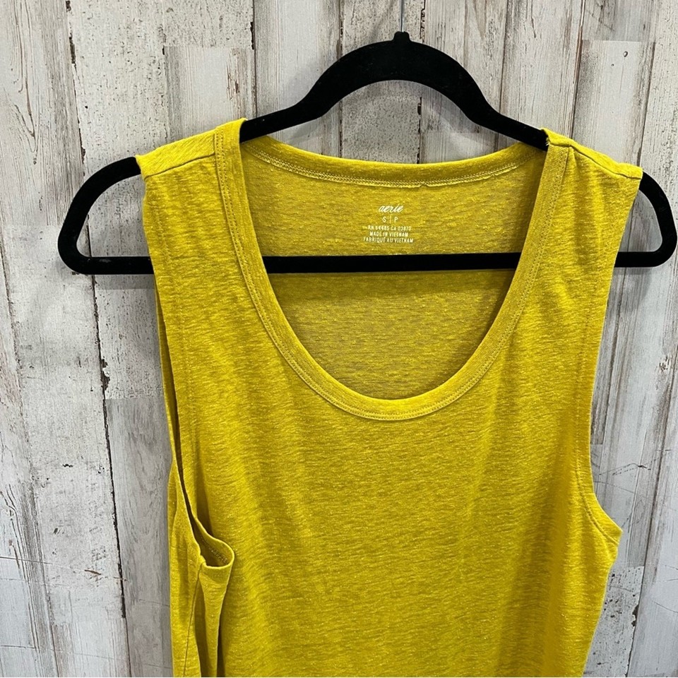 Aerie Linen Blend Mustard Yellow Sheath Dress Cover Up | eBay