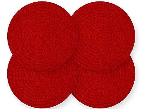 Cotton Round Woven Coasters Drink - Handmade Braided Cup Coasters 4 Red ...