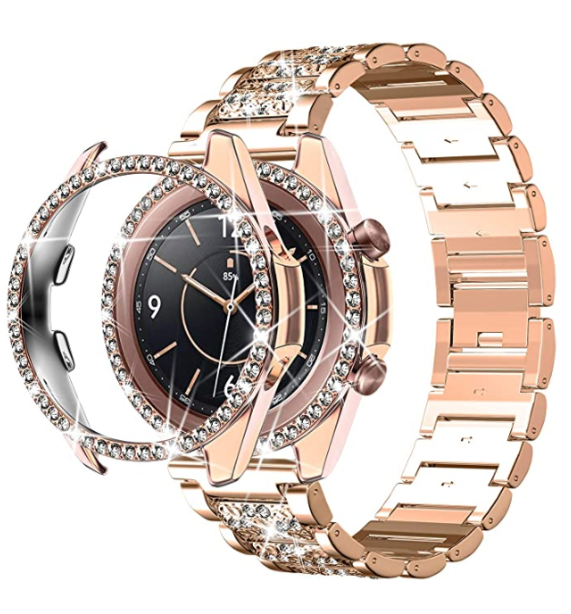 Bling Metal Watch Band + Diamond Case For Samsung Galaxy Watch 4 5 6 ...