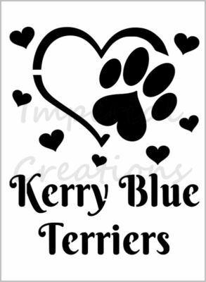 I Love Kerry Blue Terriers Stencil Paw Print Dog 8.5" x 11" Reusable ...