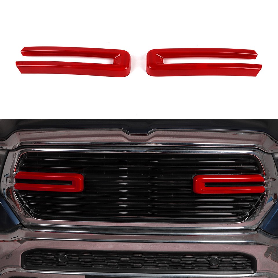 2x Red Front Grill Inserts Cover Trim Sticker For Dodge Ram 1500 2500 ...
