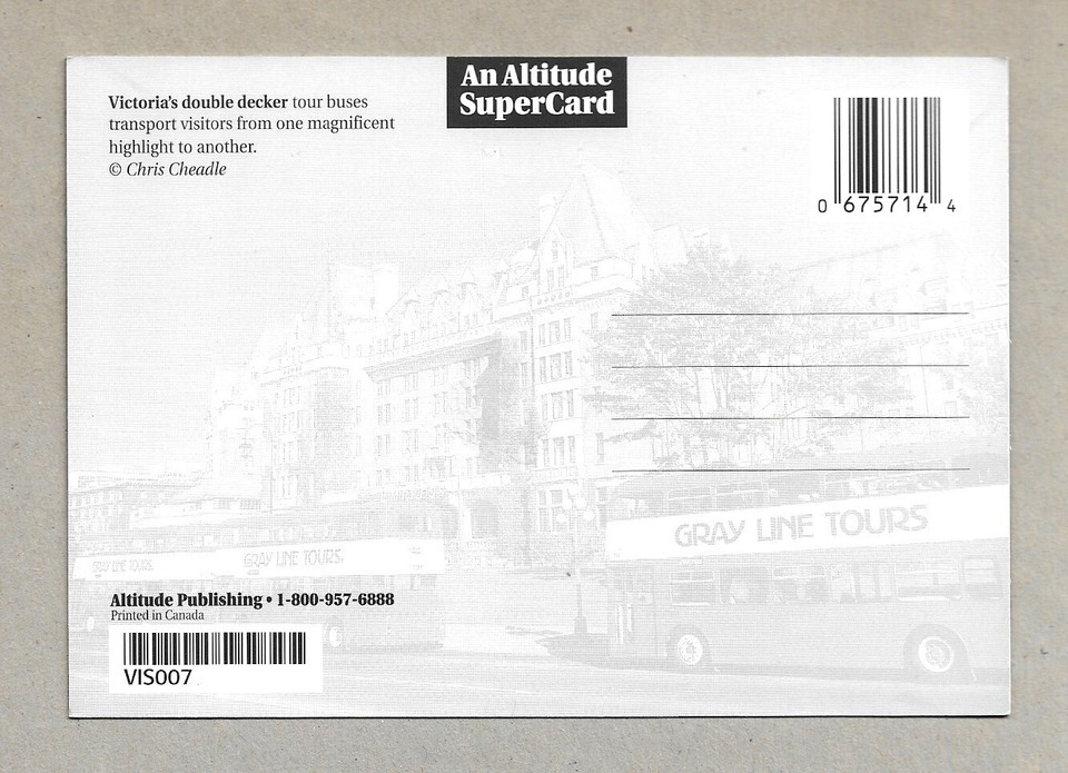 CANADA POSTCARD VICTORIA -THE EMPRESS HOTEL - DOUBLE DECKER TOUR BUSES ...