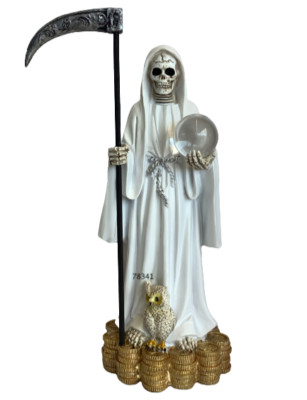 Santa Muerte 12.5" Con Dinero Vestido Blanco Holy Death Grim Reaper ...