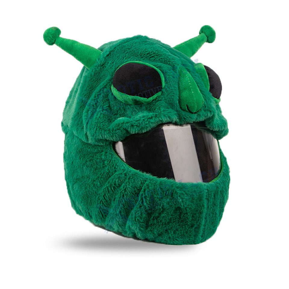 Soft Motorcycle Helmet Cover Cartoon Funny Alien Fluffy Plush Motorbike ...