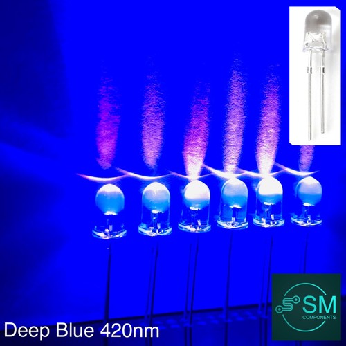 5mm DEEP BLUE VIOLET LED Light Emitting Led Diode Clear Round Head NO ...