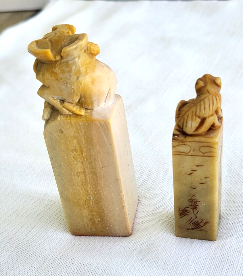 Vintage Chinese Seals 1 Buffalo/Ox Chop Seal 1 Monkey Blank Chop Seal ...