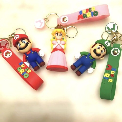 Super Mario Character Strap Set Mario, Luigi, Princess Peach, Silicon ...