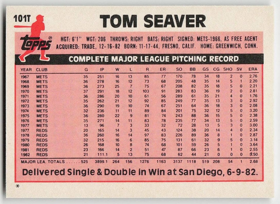 1983 Topps Traded #101T Tom Seaver BASEBALL New York Mets | eBay