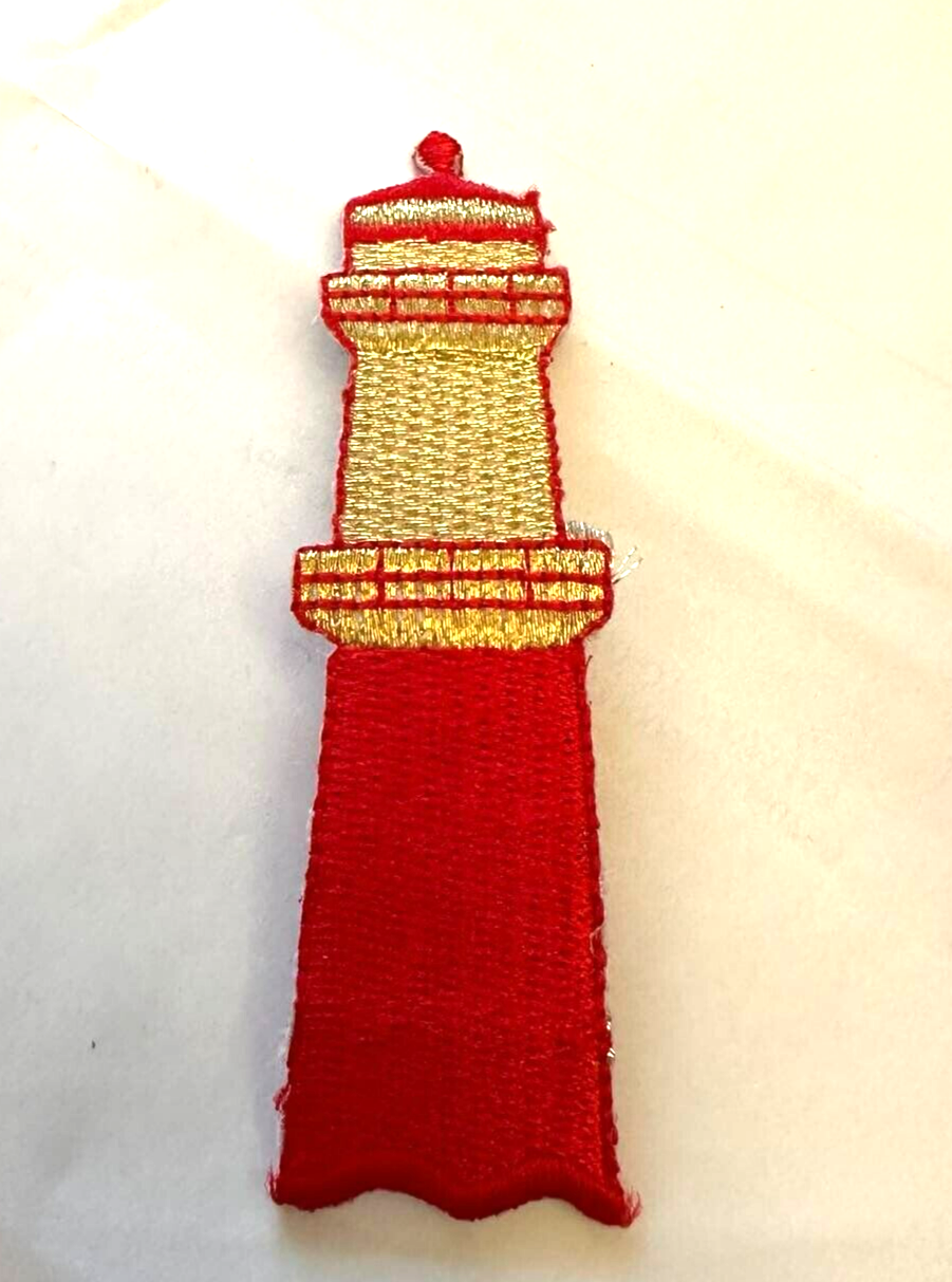 Red & Gold Lighthouse Iron On Patch Applique 1 " w x 3.5 " h | eBay