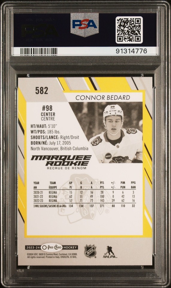 2023-24 O-PEE-CHEE MARQUEE ROOKIE YELLOW BORDER RC CONNOR BEDARD #582 ...