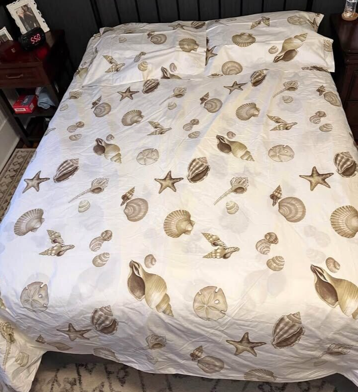 Pottery Barn Seashell KING Duvet Cover Set. 2 Euro Shams. RARE | eBay