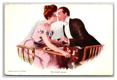 Chess Game Romance The Right Move Kiss 1911 DB Postcard B18 | eBay