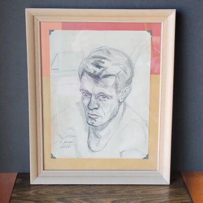 Vintage Charcoal Portrait Drawing Man's Face Signed Dated 1967 | eBay