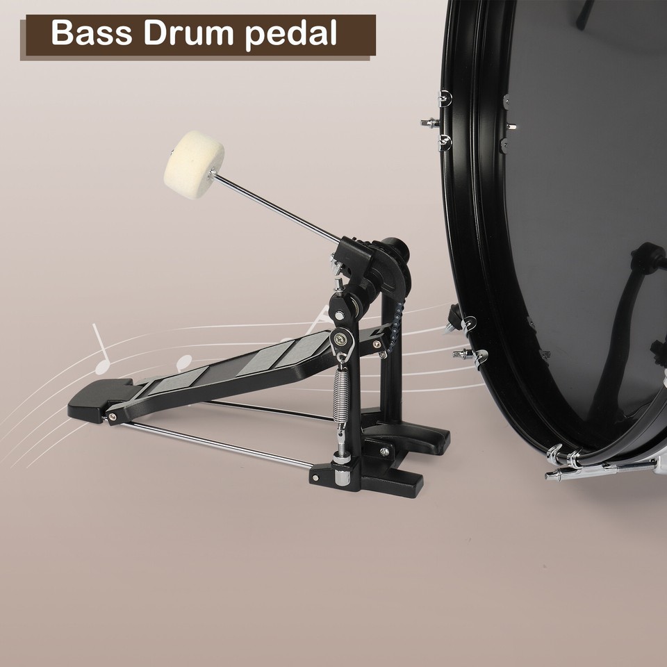 5pc Complete Full Size Pro Adult Drum Set Kit - Remo Heads, Brass ...