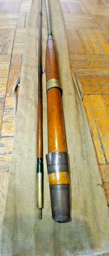 RARE VINTAGE MANTON & CO CALCUTTA 12ft Greenheart fly fishing rod 9ft ...