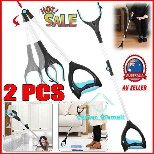 2 PCS Foldable & Extendable Pick Up Grabber Reacher Stick Reaching with ...