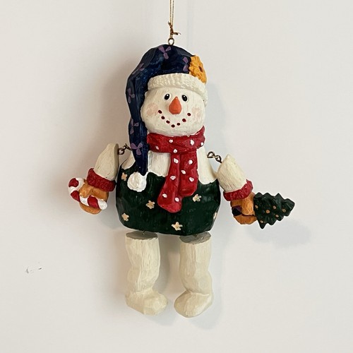 Cracker Barrel Christmas Snowman Ornament Jointed Dangle Legs Whimsical ...