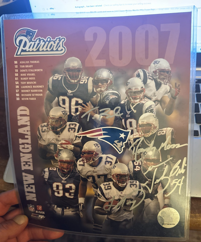 2007 Patriots Autographed 8x10 Tom Brady Randy Moss Bruschi Maroney W ...