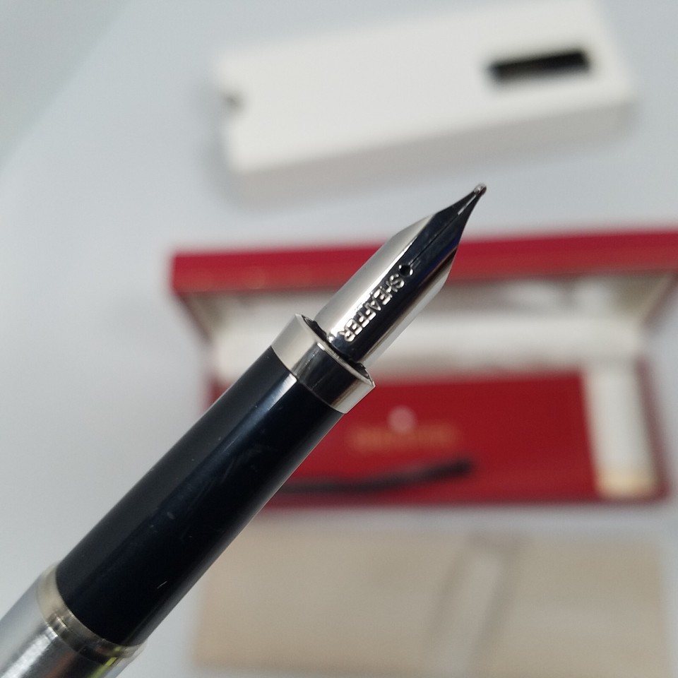 VINTAGE SHEAFFER FASHION - FOUNTAIN PEN -NEW - BRUSH CHROME MADE IN USA ...