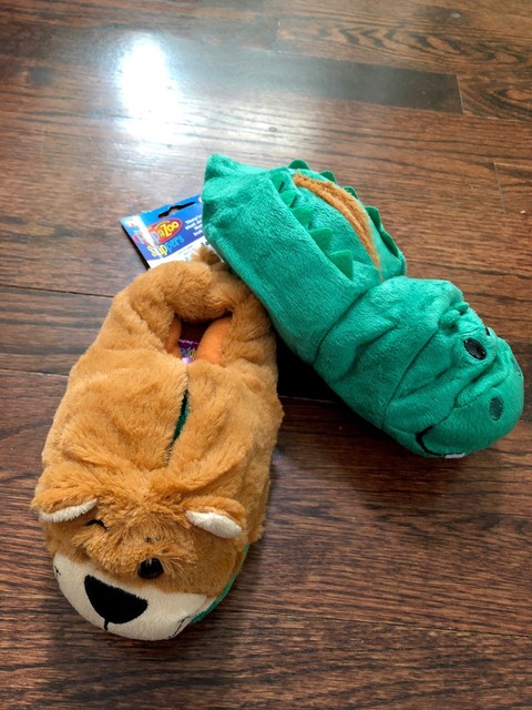FlipaZoo Reversible Slippers House Shoe Gray Husky White Polar Bear Med ...
