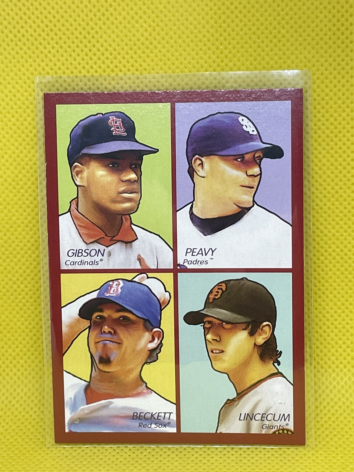 2009 Goudey 4-in-1 Red Bob Gibson Jake Peavy Josh Beckett Tim Lincecum ...