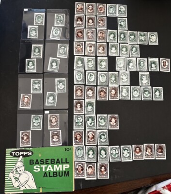 1961 Topps Baseball Stamps + Blank Album Qty 83 Inc Mantle, Aaron ...