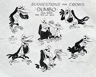"BLACK CARTOON" Characters DUMBO CROWS Disney Animation Model Sheet ...